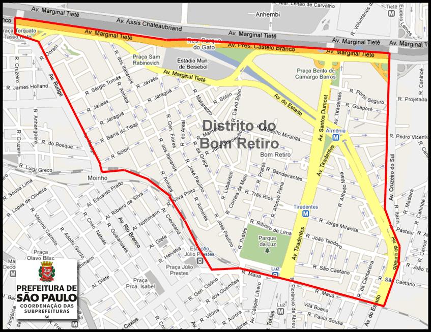 Bom Retiro São Paulo map - Map of Bom Retiro São Paulo (Brazil)