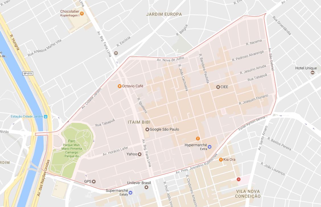 Itaim Bibi São Paulo map - Map of Itaim Bibi São Paulo (Brazil)