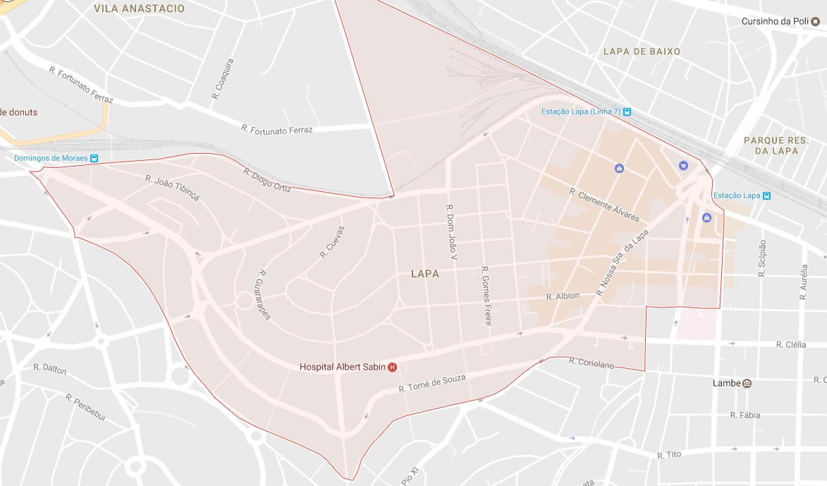 Lapa São Paulo map - Map of Lapa São Paulo (Brazil)