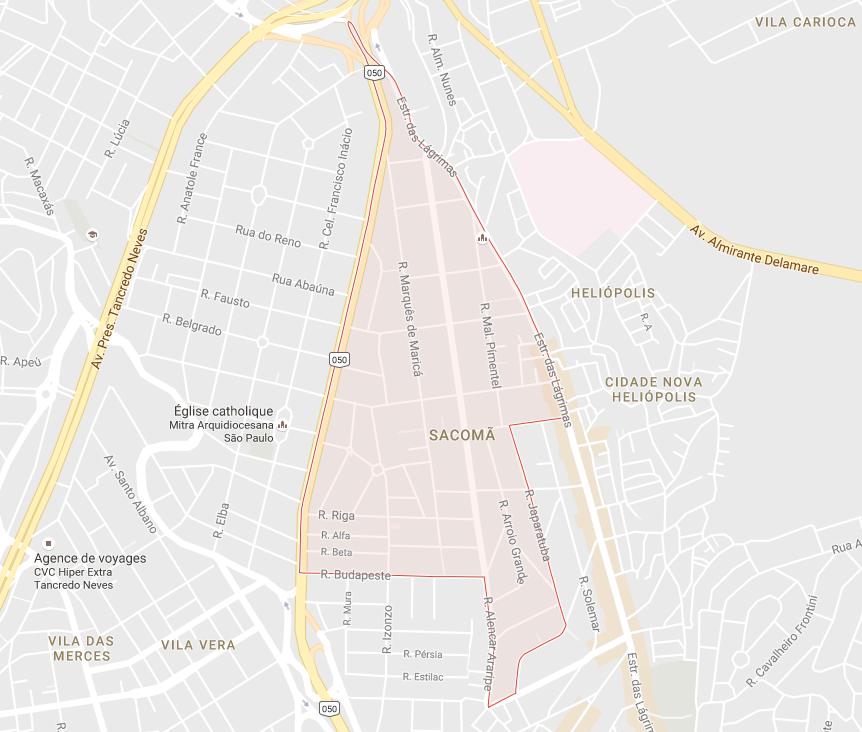 Sacomã São Paulo map - Map of Sacomã São Paulo (Brazil)