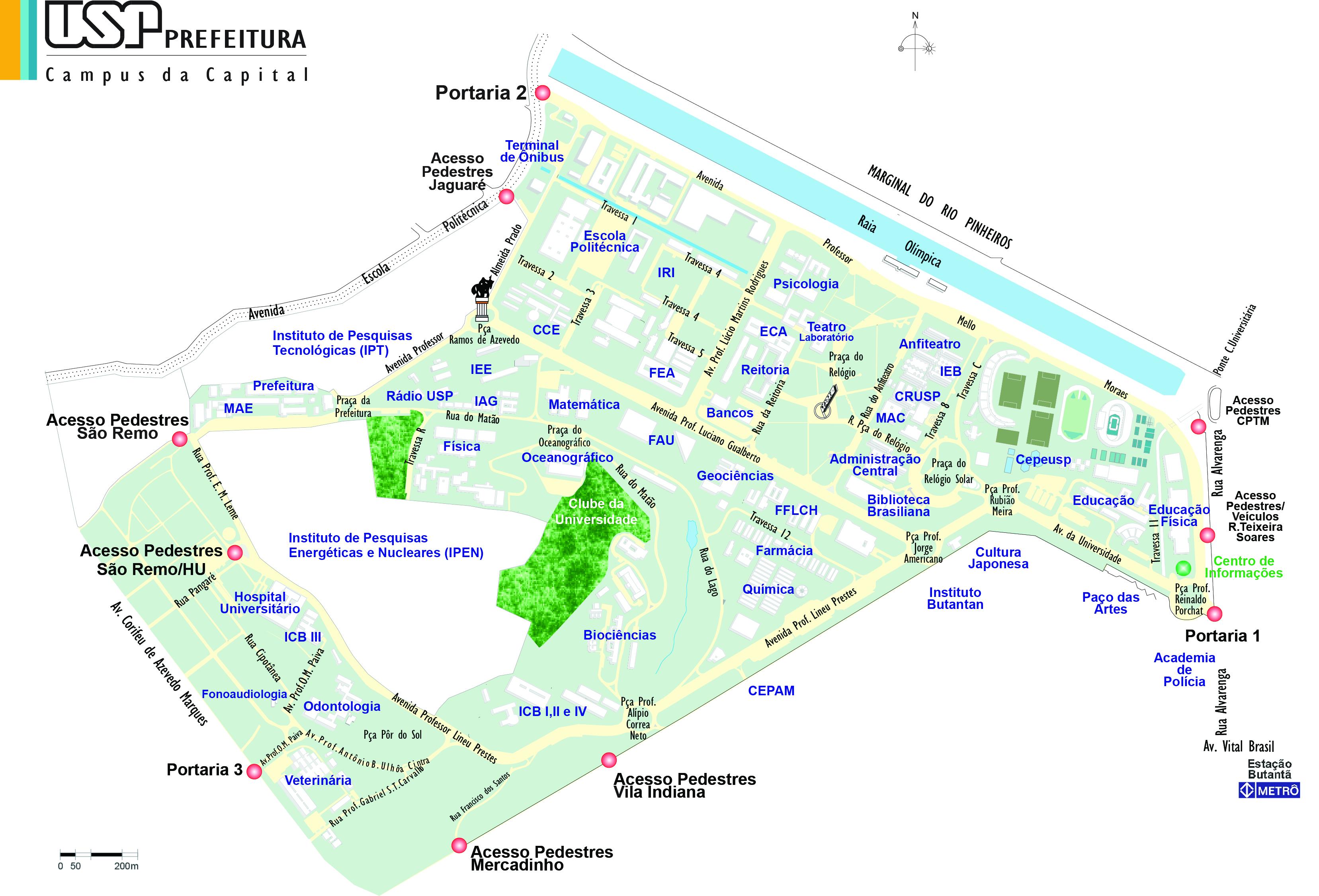 University of São Paulo - USP map - Map of university of São Paulo ...