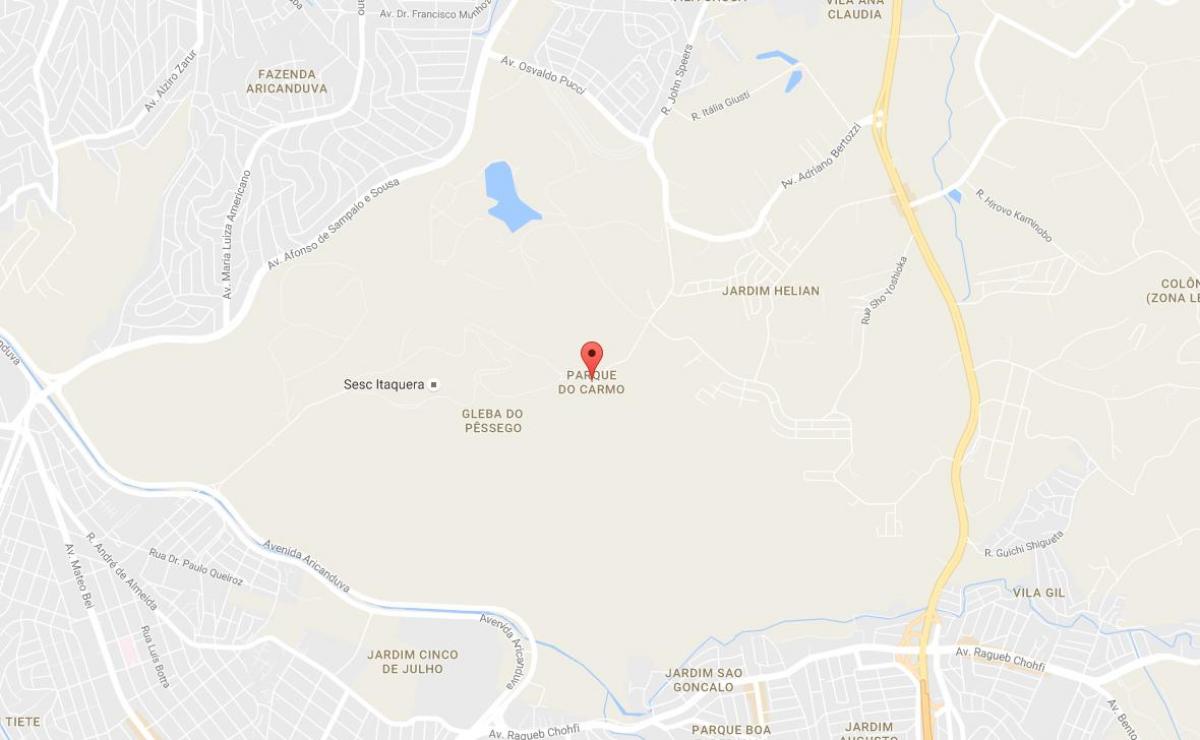 Parque do Carmo São Paulo map - Map of Parque do Carmo São Paulo (Brazil)